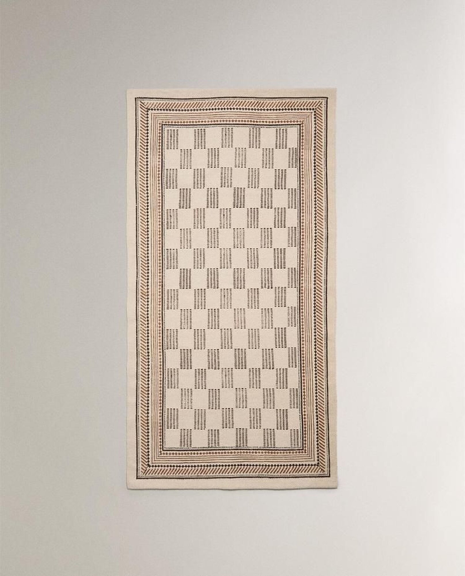 Ковер ZARA HOME 7106/029-1 - хлопковый, с блочным принтом, разноцветный, 60 x 120 см