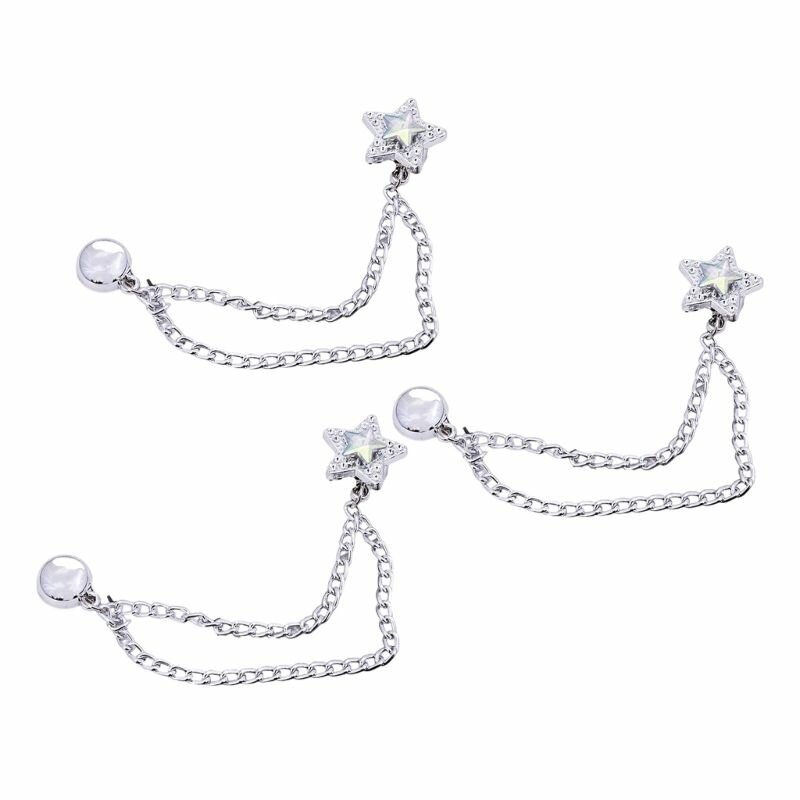 3 части цепочки с магнитной пряжкой, пуговицы от протирания по краям-серебряная пятиконечная звезда