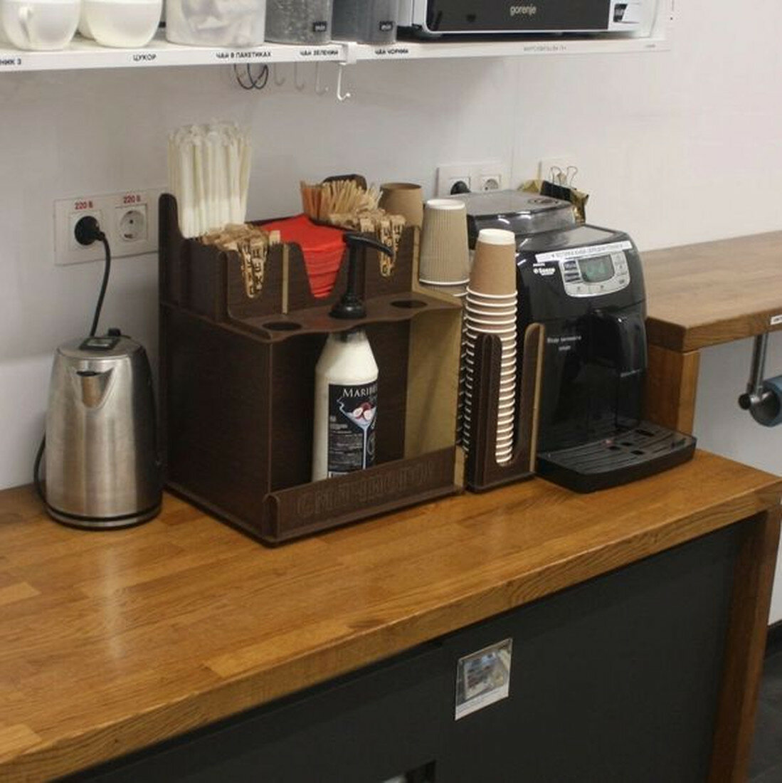 Органайзер 2 шт набор для сиропов, салфеток и одноразовых стаканчиков с крышками