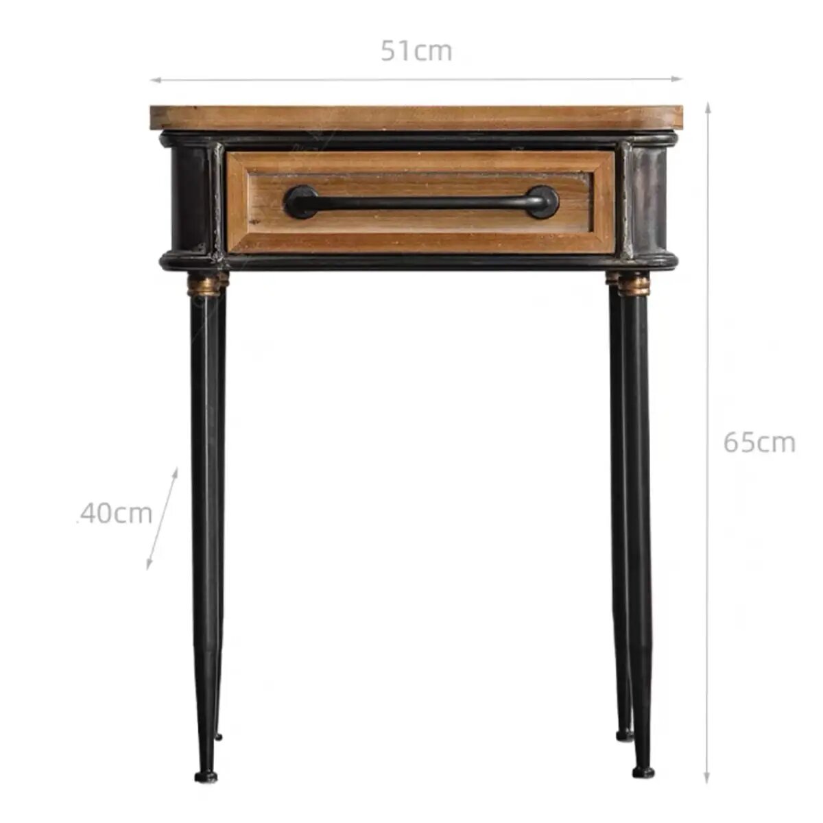 Консоль Dortmund, стиль лофт, 4 ножки, с ящиком (размер 51*40*65 см)