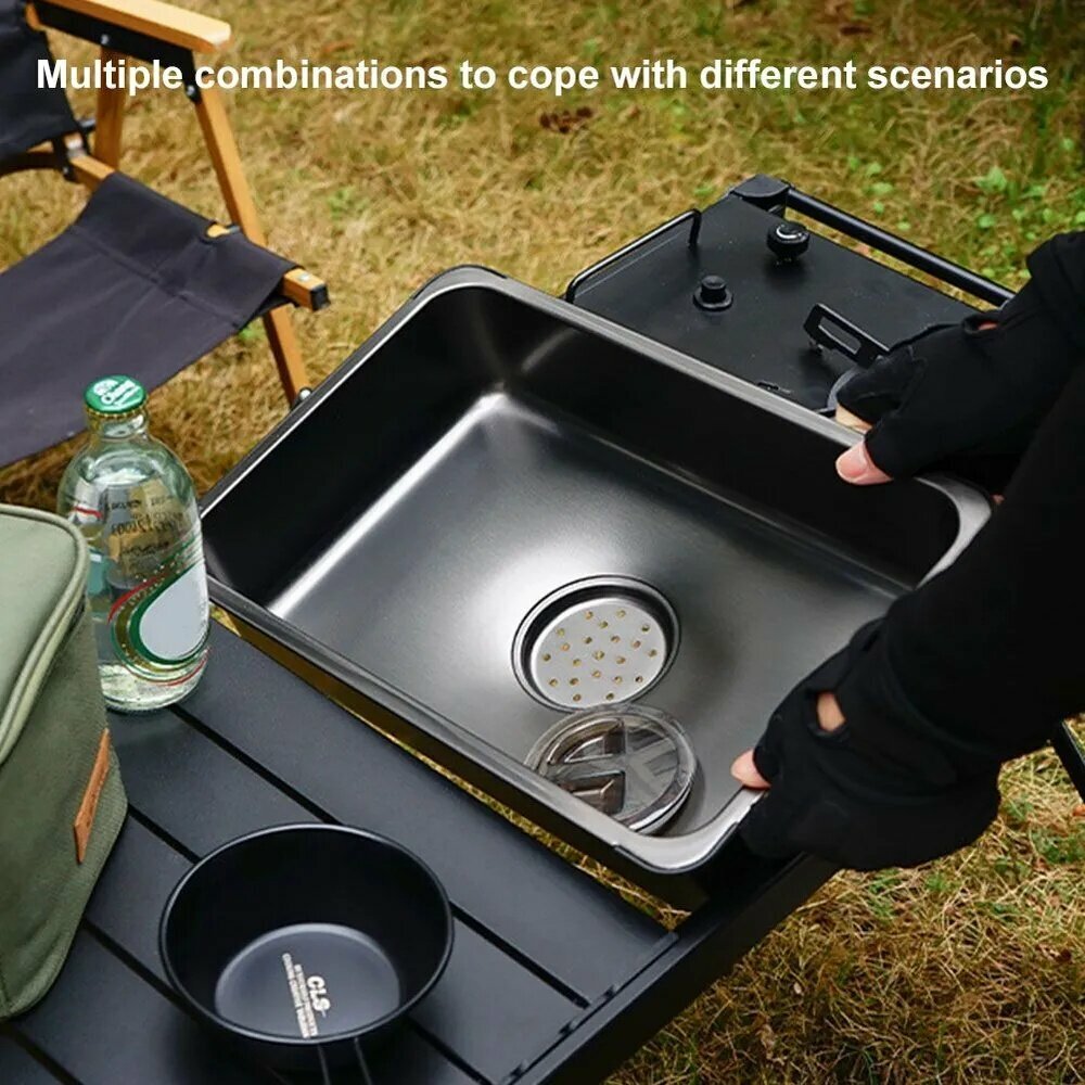 Сливная корзина для походного стола из нержавеющей стали, складная раковина IGT Table большой емкости