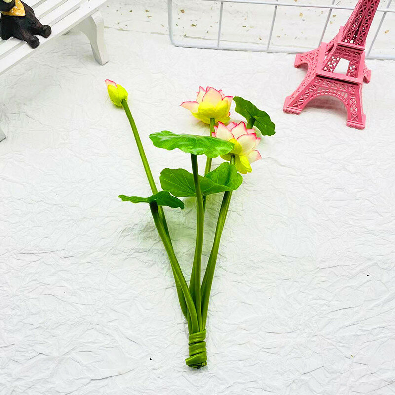 Шелк реалистичные композиции лотос для декора интерьера дома мероприятия цветок 7 бонсай и голова искусственный розовый