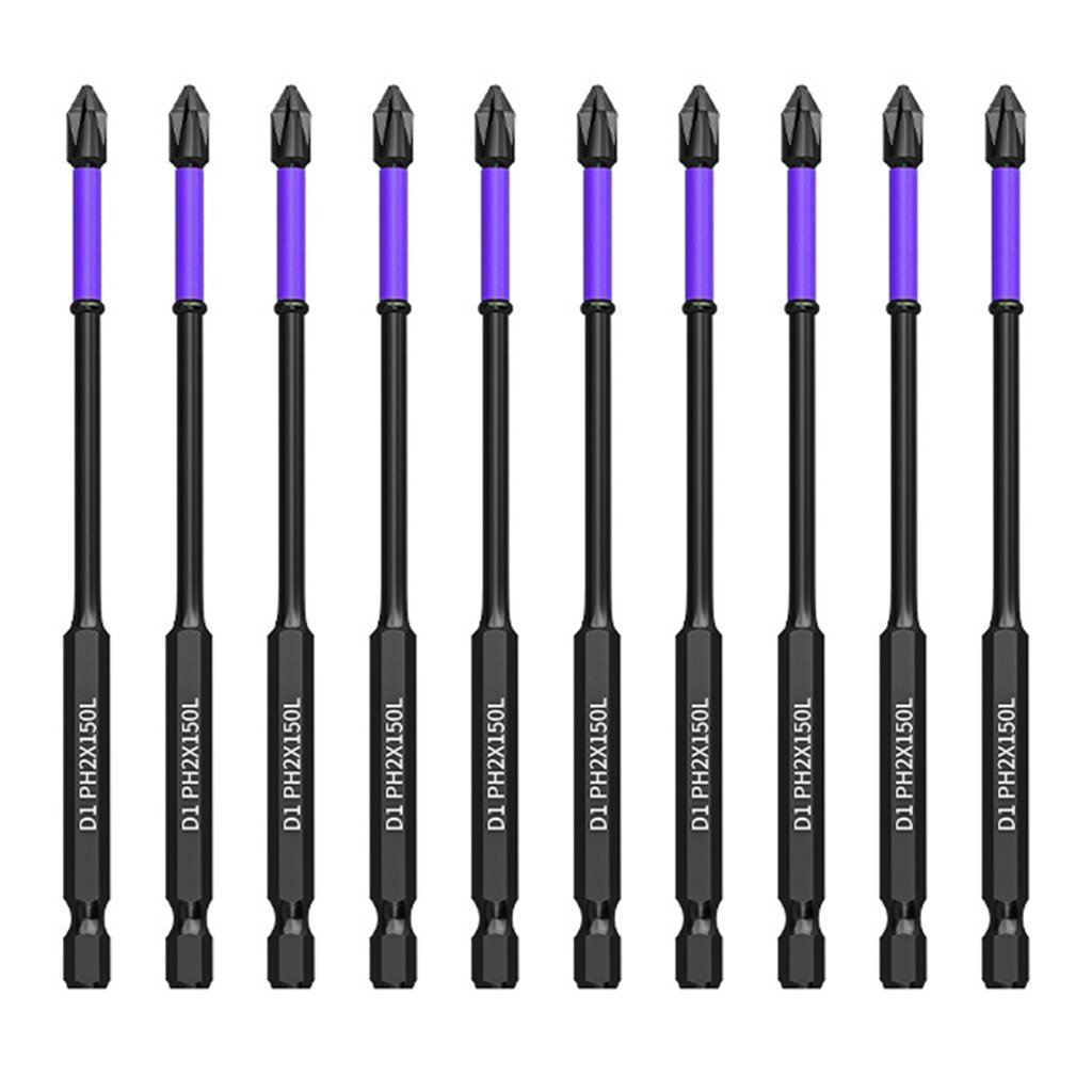1 комплект из 10 головок крестовой отвертки с нескользящими и ударопрочными наконечниками, 150 мм