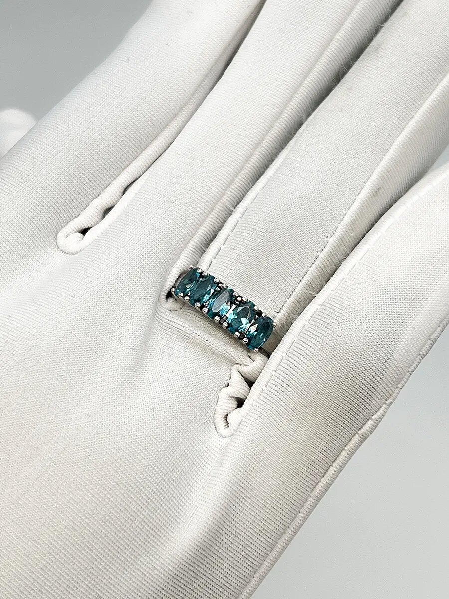 Кольцо дорожка, серебро, 925 проба, турмалин синтетический, шпинель