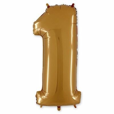 Воздушный шар фольгированный GRABO Цифра 1, золотой, 40"