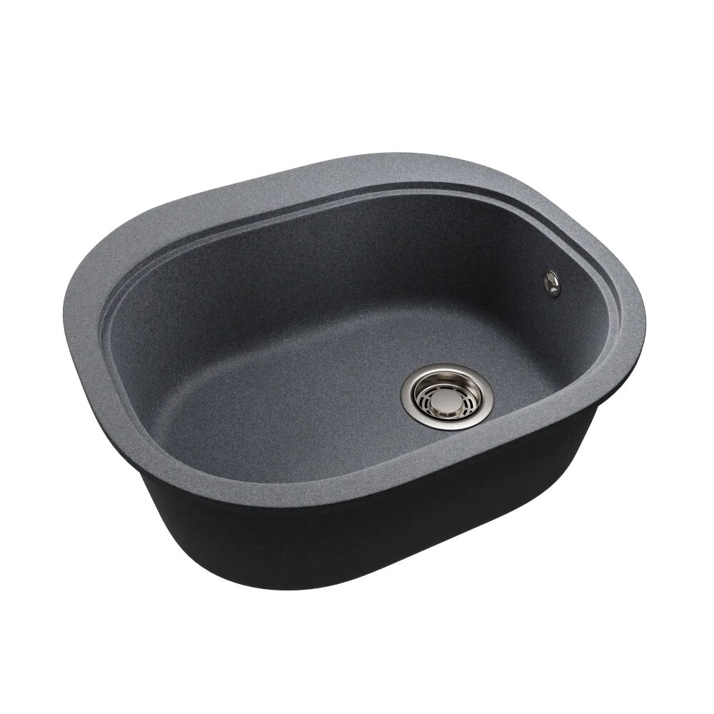 Мойка кухонная Emar Quartz EMQ-1570. C Антрацит кварцевая, 57x50, прямоугольная, мойка для кухни, черная, серая, матовая