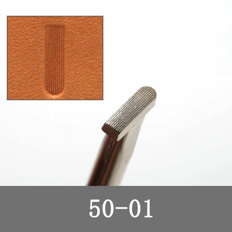 Штамп для тиснения кожи, рифлёная ручка, сталь, 105 мм, клише.