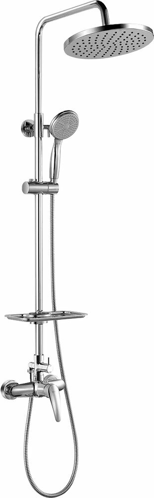 Душевая стойка Lemark Linara LM0460C со смесителем, хром, глянцевая, с тропическим душем, с лейкой, душевая система, латунная, рычаг сбоку