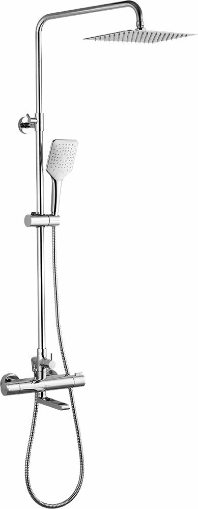 Душевая стойка Lemark Yeti LM7862C со смесителем, термостатическим, хром, глянцевая, душевая система с тропическим душем, с изливом, с лейкой, латунная