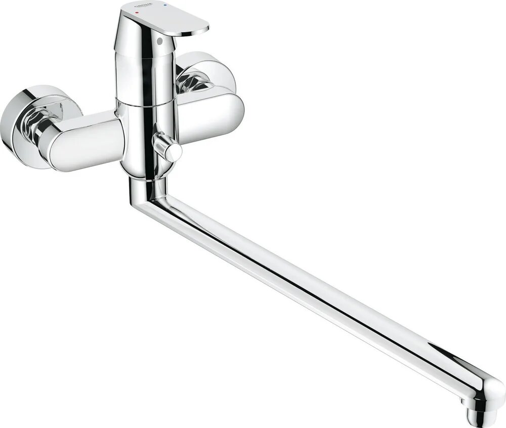 Смеситель с длинным изливом для ванны Grohe Eurosmart Cosmopolitan 32847000 поворотный, латунный, хром, глянцевый, смеситель для ванны с душем, рычажный