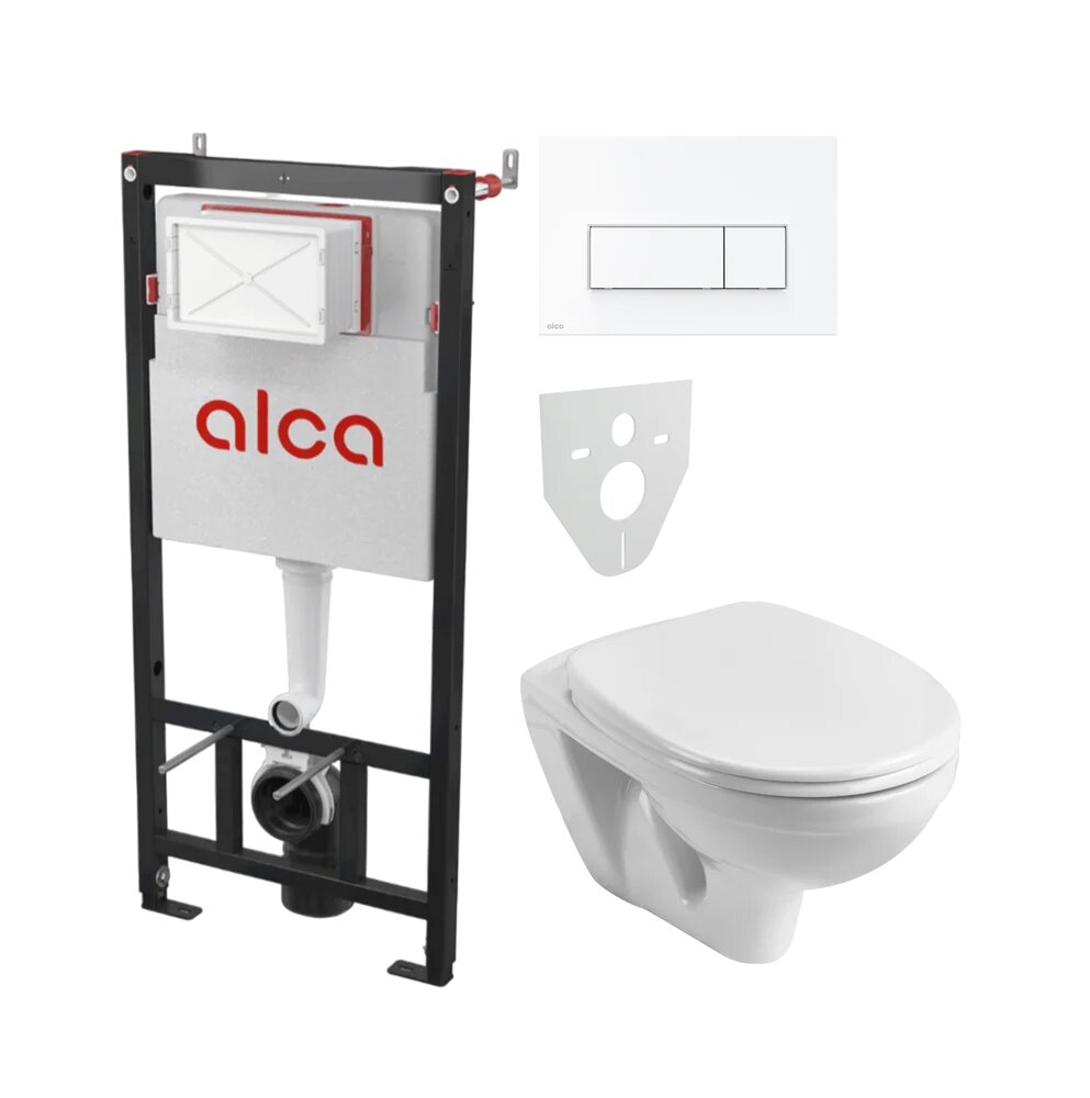 Комплект 2 в 1 Унитаз подвесной Santek Бореаль 1WH301977 / Инсталляция с кнопкой AlcaPlast AM101/1120-4:1 M570-VE-01 цвет белый