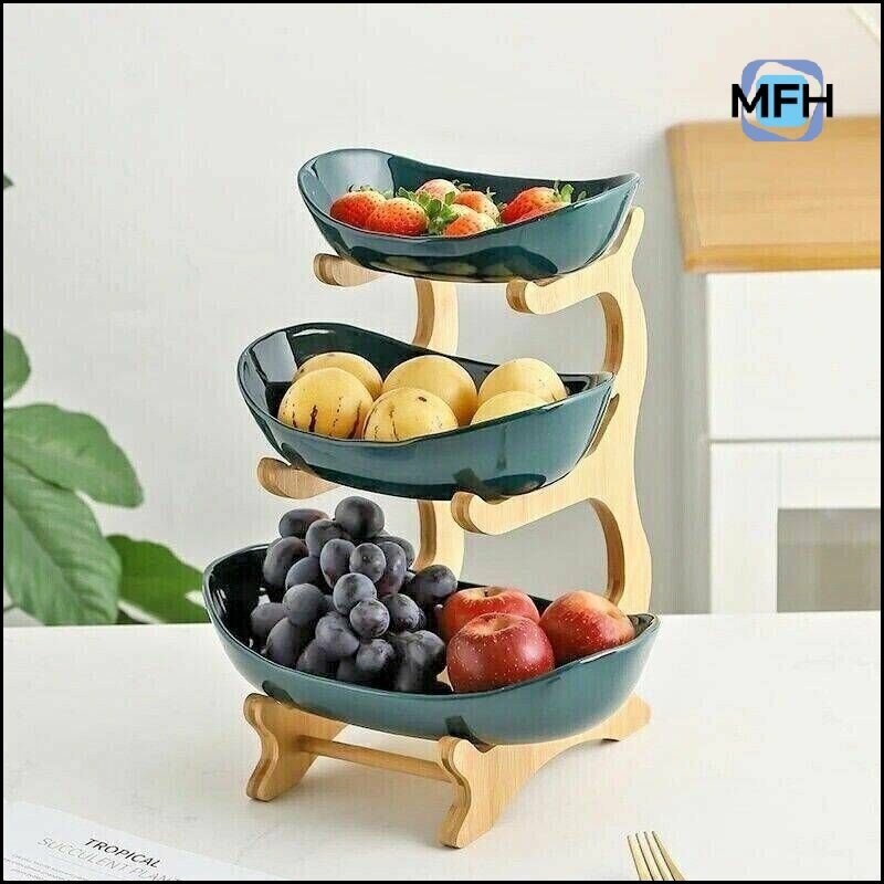 Фруктовница менажница трехъярусная / 3х ярусная ваза для фруктов / подставка для пирожных конфет трехъярусная