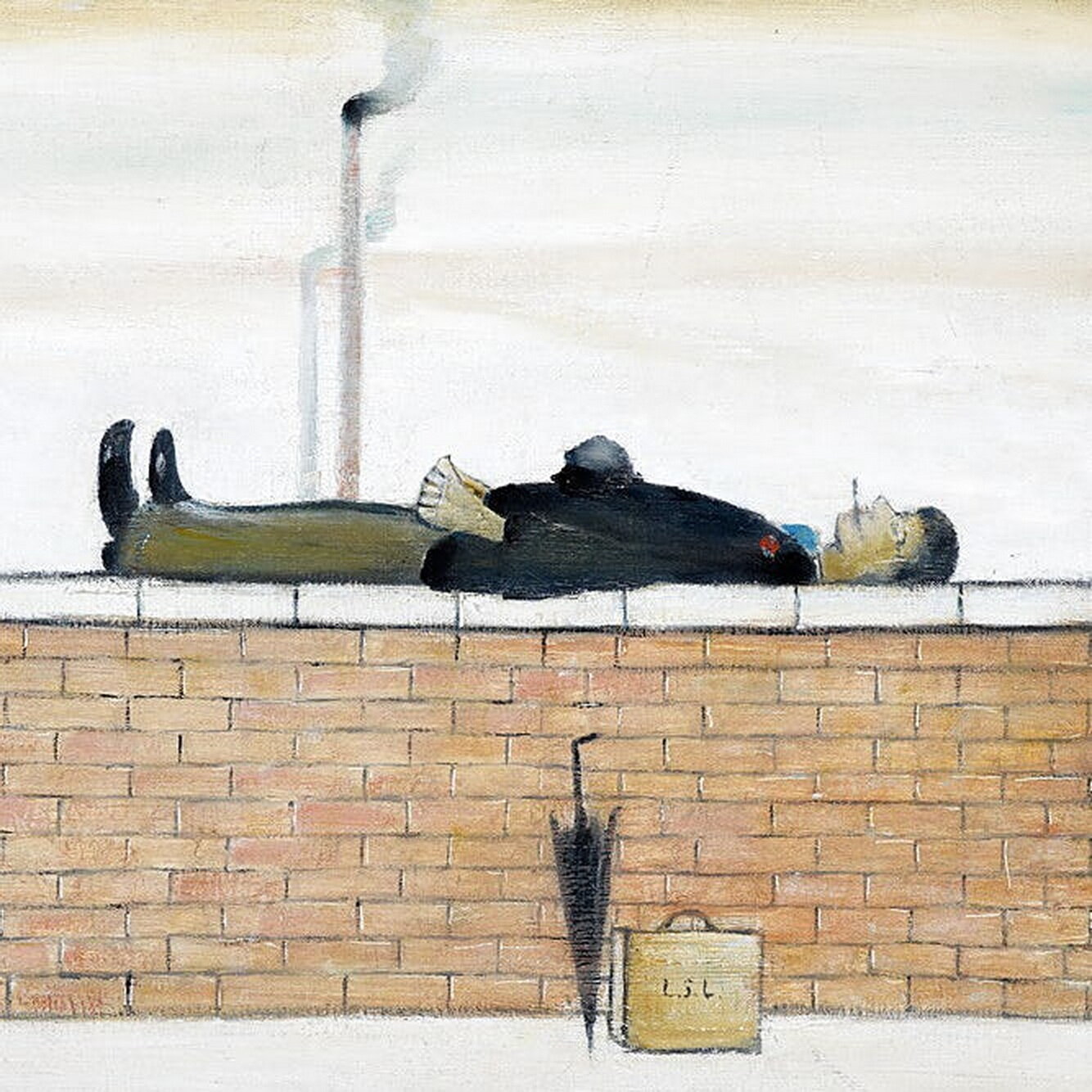 Плакат, постер Л. С. Лаури: загадка на кирпичной стене на холсте, размер 42х60см