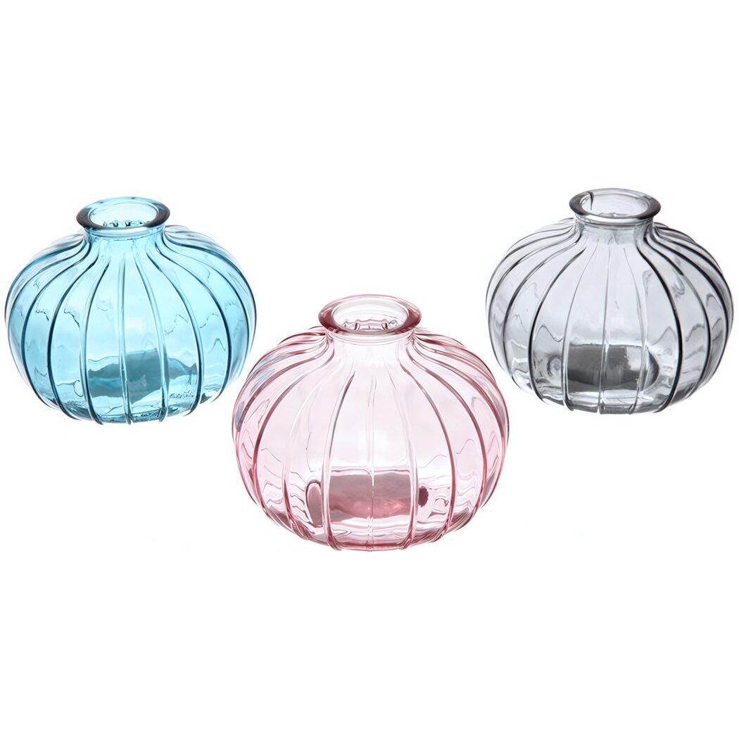 Ваза стеклянная «Блум» 10х9см, голубая/розовая/прозрачная, стильный декор