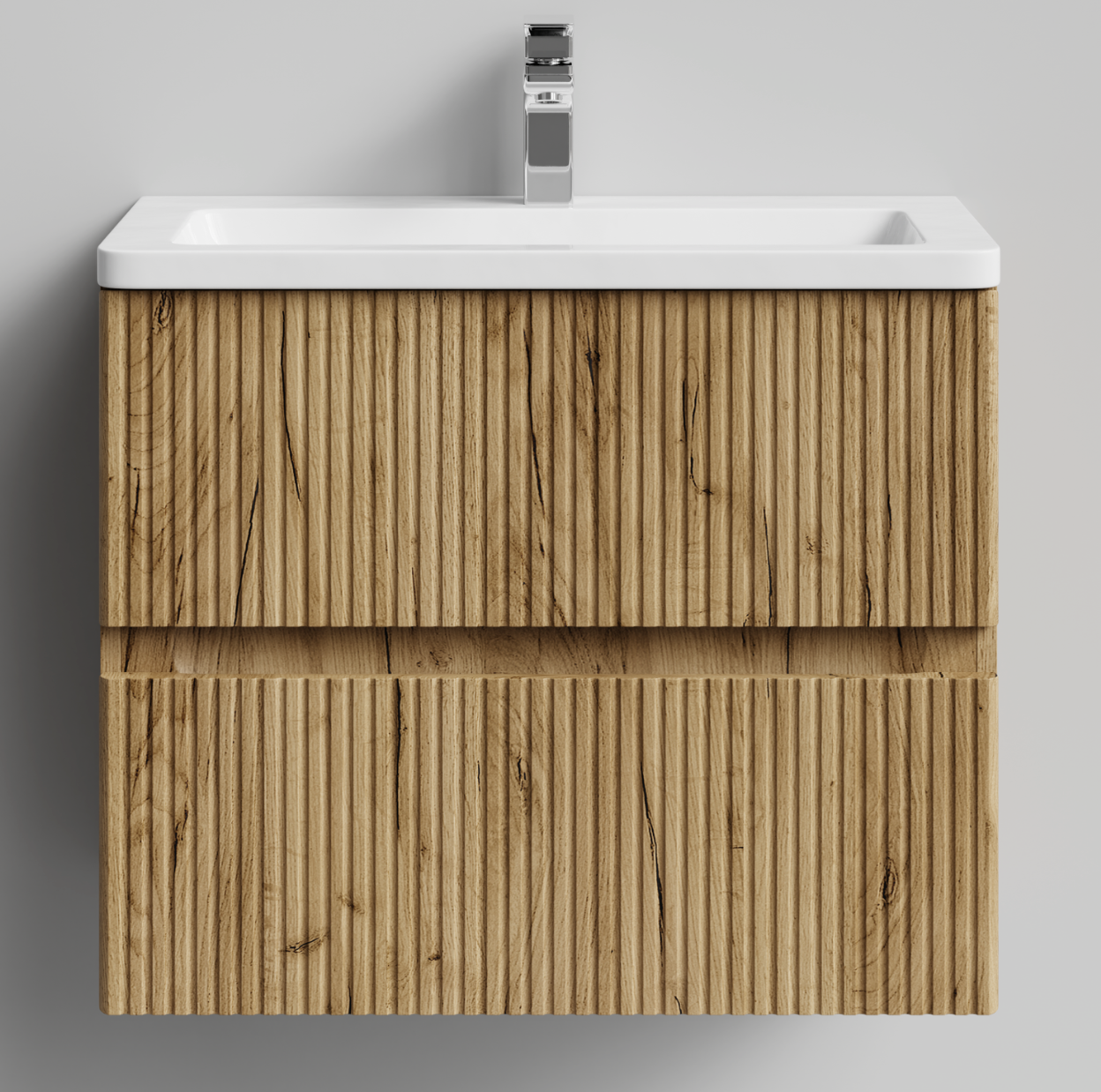 Тумба с раковиной Модуль, подвесная, дуб тортуга, матовая, 70 см x 36 см