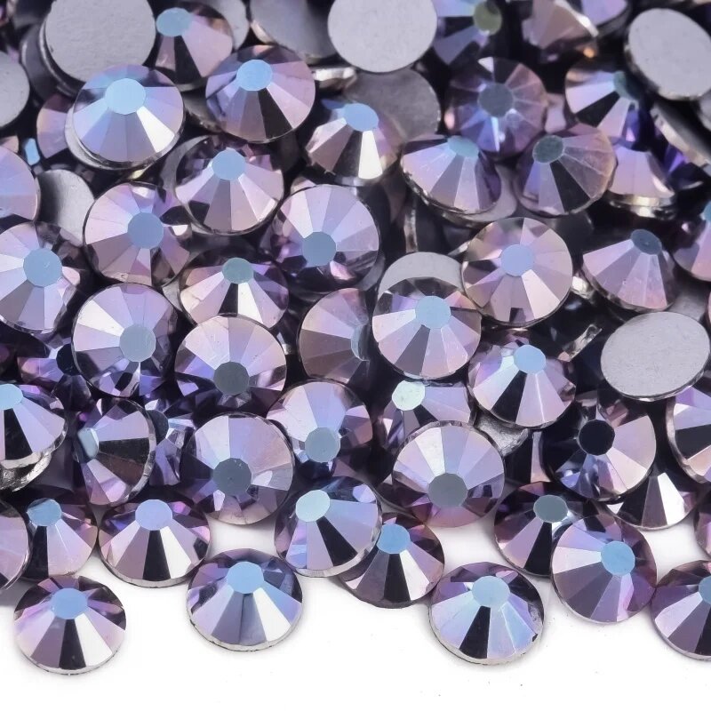 Oleeya стразы черные стекло mix ss6-ss20 SS8---1440Pcs, Cyan Metal