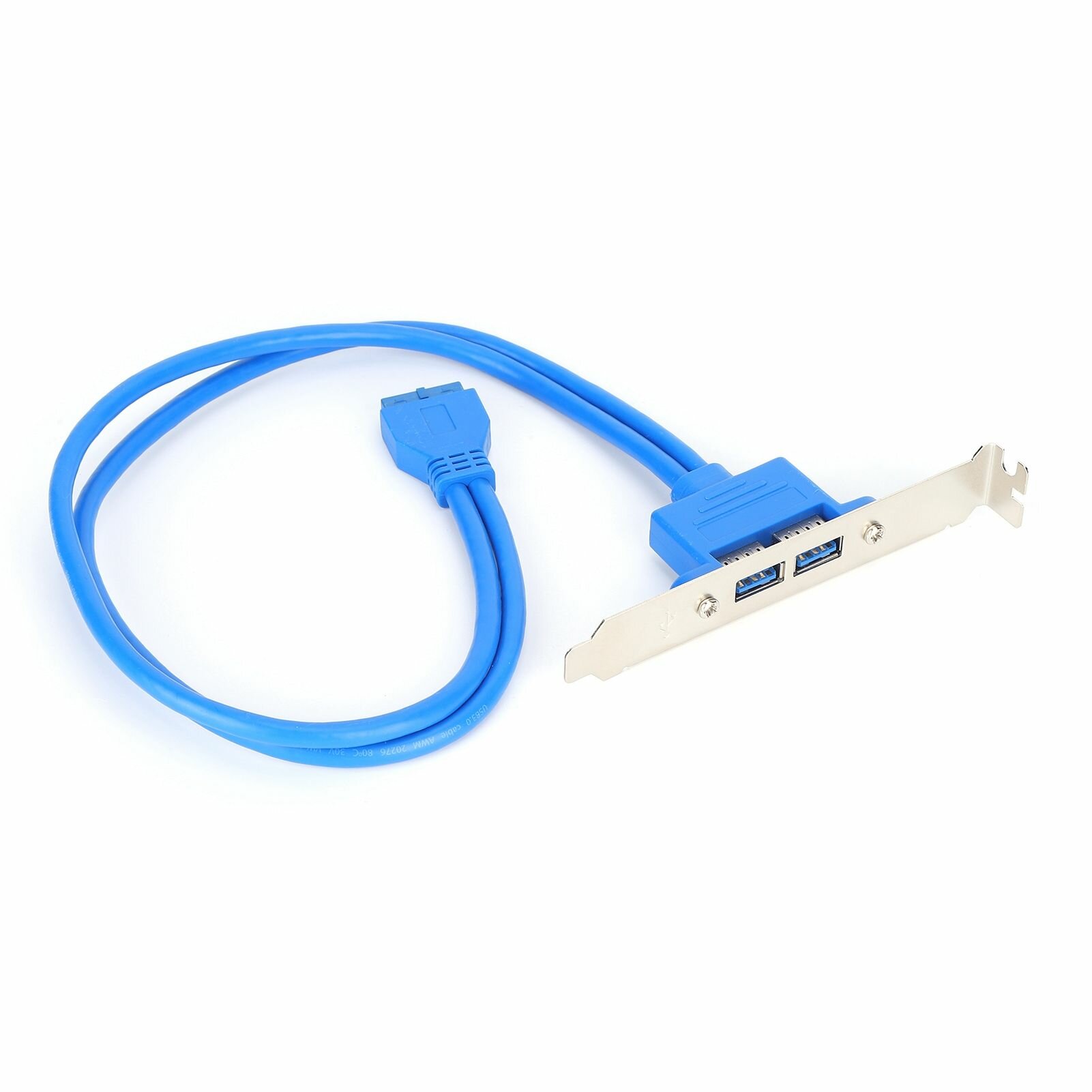 Двойной USB-удлинитель 19-pin to 2 порта, кронштейн, синий