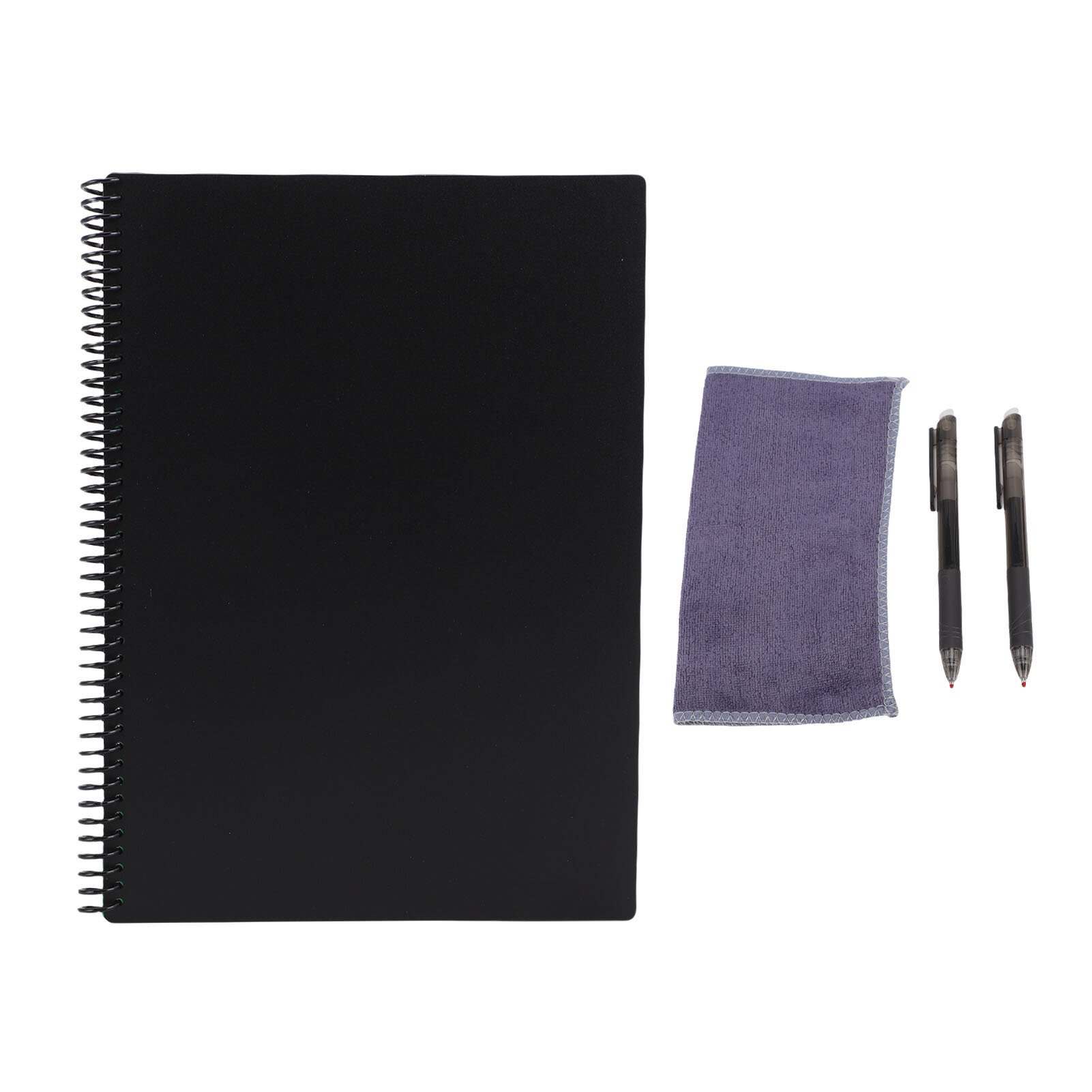 Многоразовый умный блокнот с боковым переплетом, линованными и точечными страницами, подключается к приложению, стираемый, представительский размер 180x255 мм, черный.