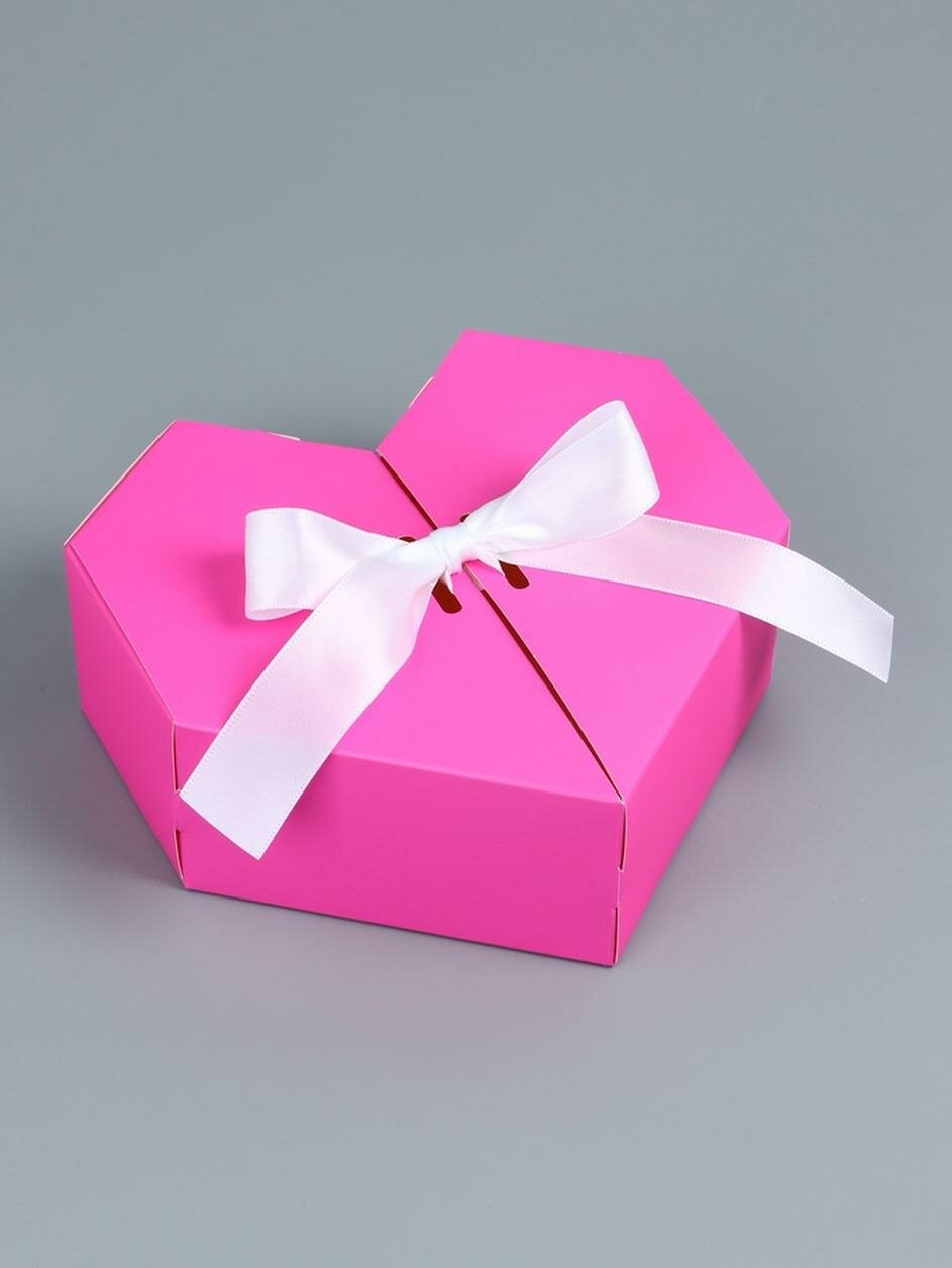 Коробка самосборная UPAK LAND, сердце, 17×17×6 см, цвет розовый