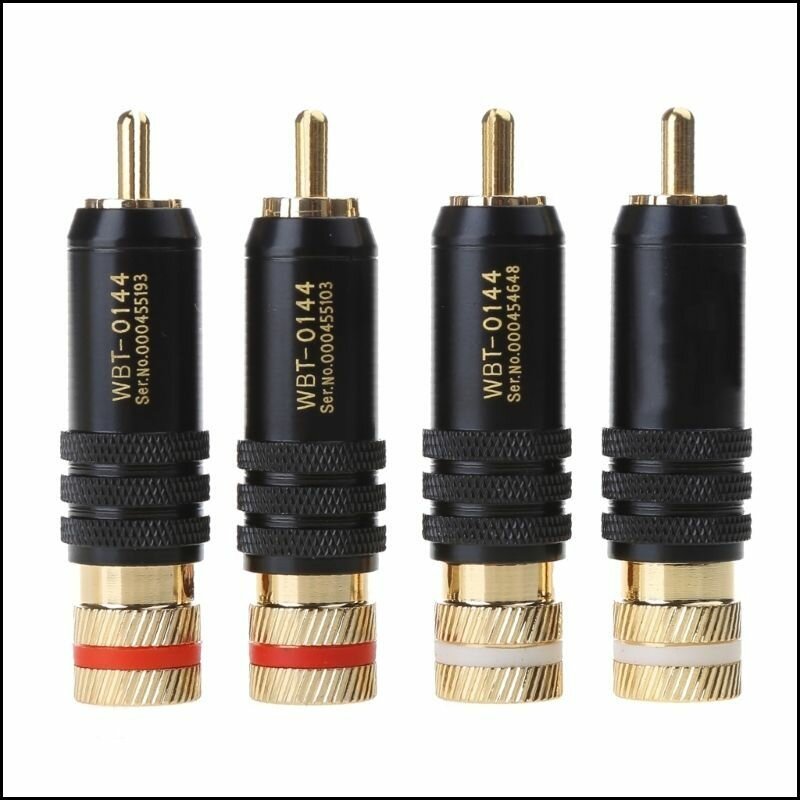 Эксклюзивные позолоченные коннекторы WBT0144 RCA 4 шт с фиксатором под пайку