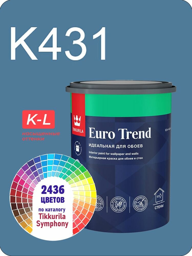 Краска для обоев Tikkurila Euro Trend 0,9л. насыщенные оттенки K431
