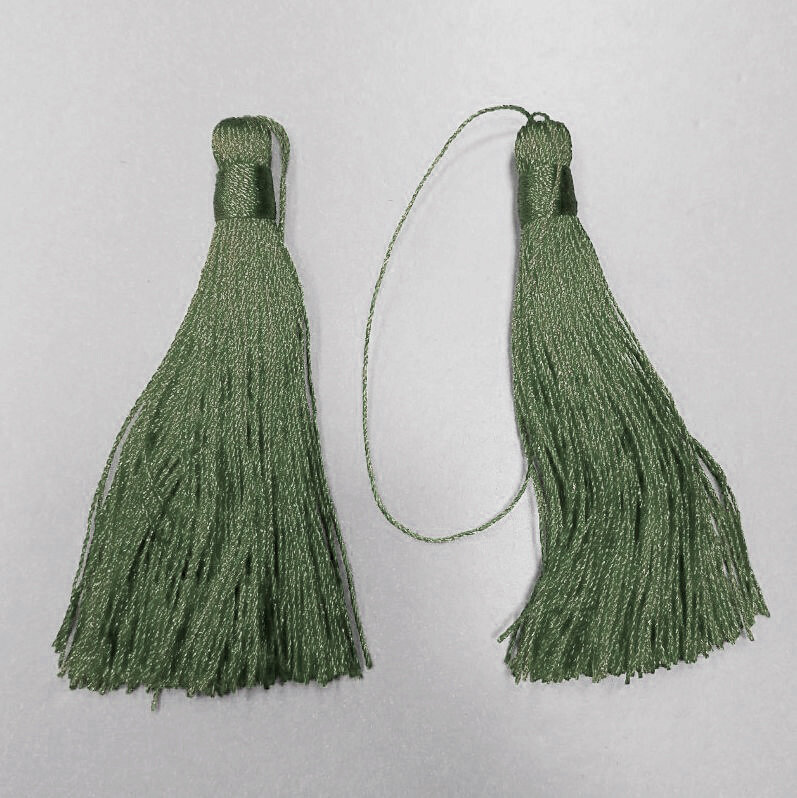 Кисточка декоративная, 60х6мм, нейлоновая, оливково-зеленая, 2 шт.