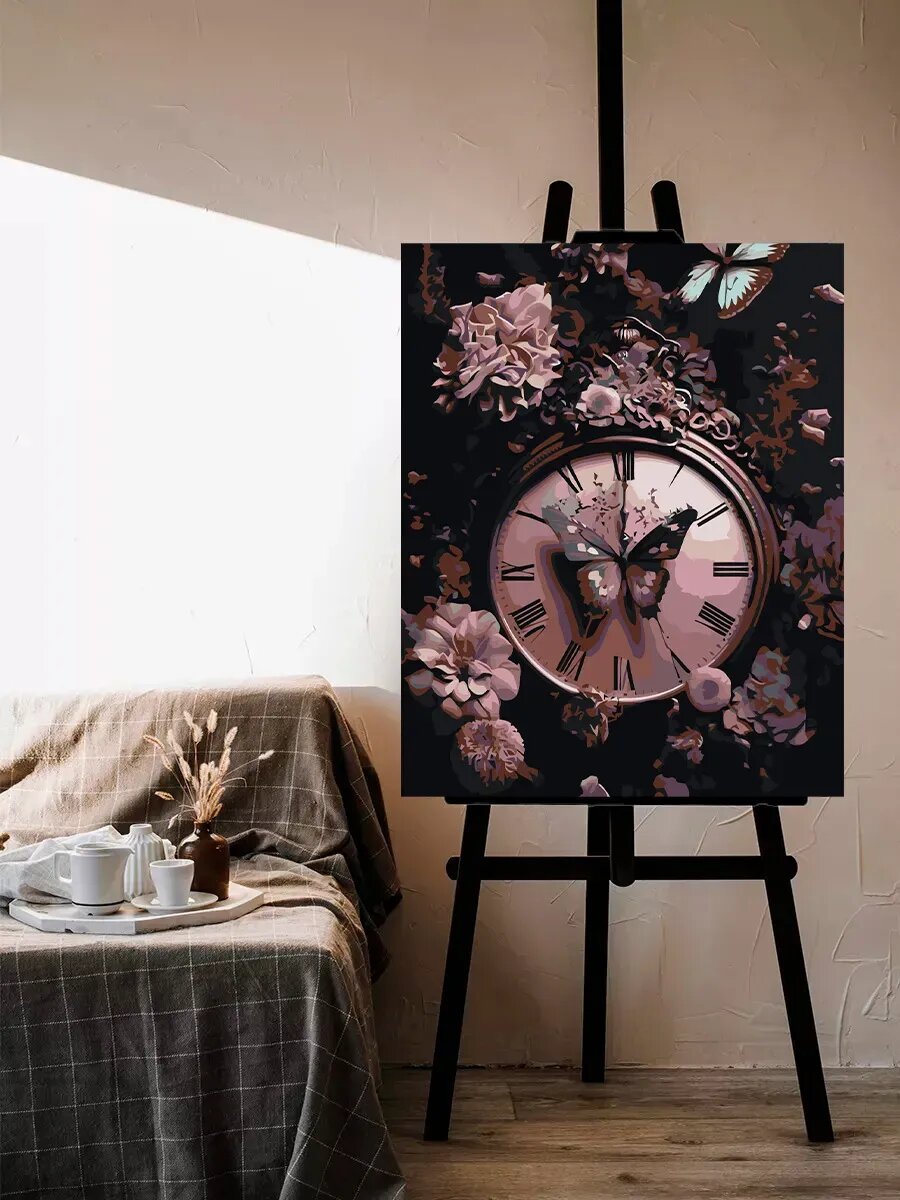 Картина по номерам Часы с Бабочкой