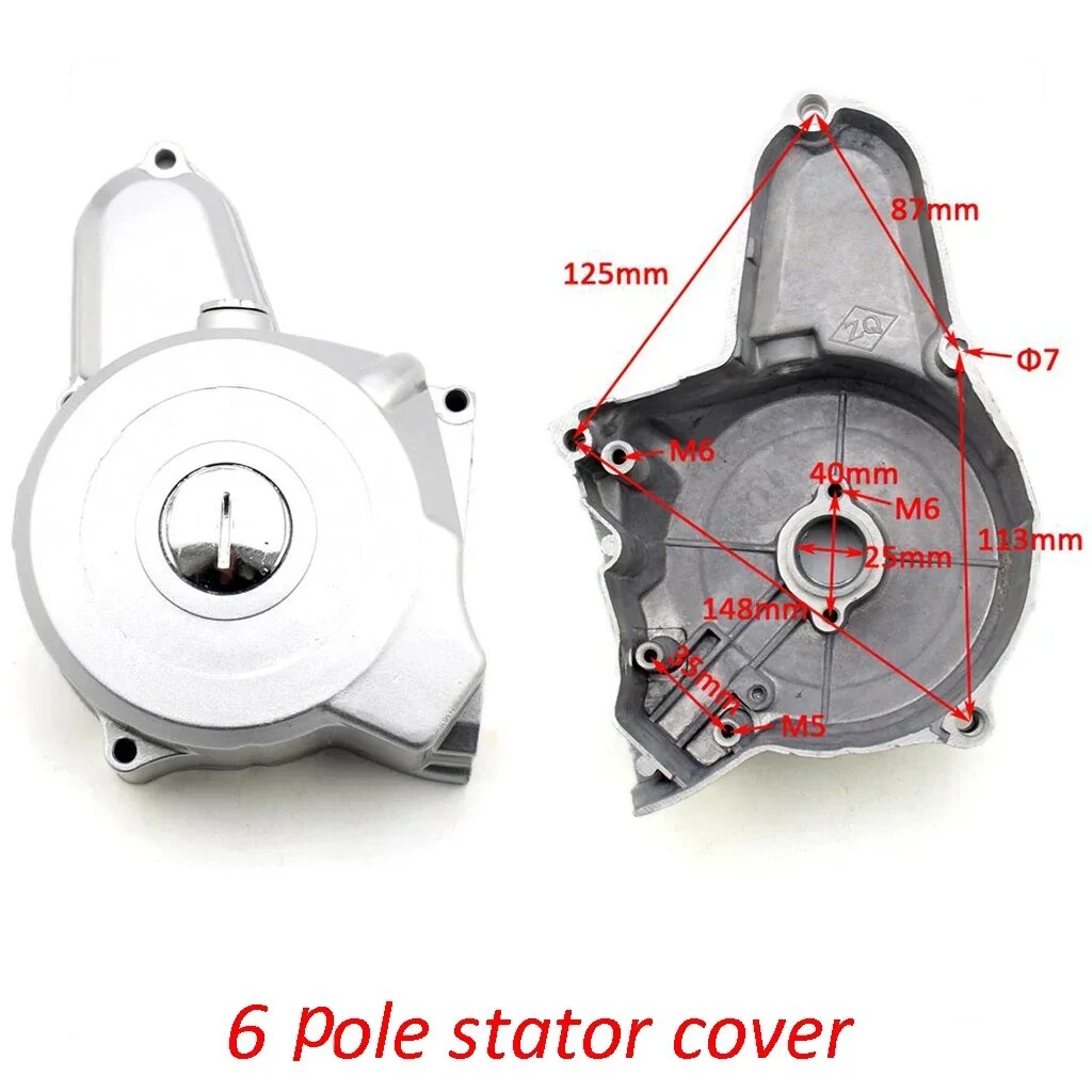 Магнитный Корпус двигателя для велосипеда-внедорожника, квадроцикла, 2 полюса, 6 отверстий, крышка статора, 70 куб. См, 90 куб. См, 110 куб. См, 125 куб. См, Белый