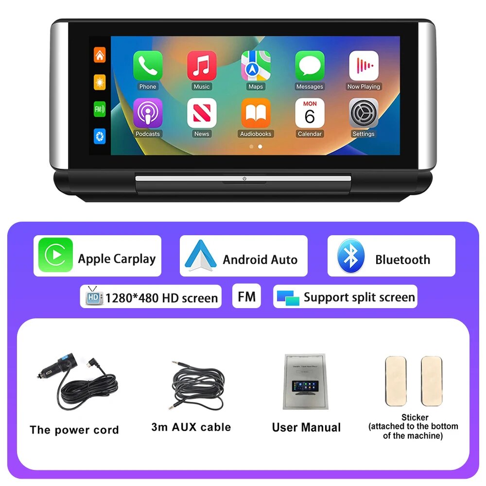 Автомобильный видеоплеер Podofo, экран 6,86 дюйма, 2 + 32 ГБ, Android, поддержка камеры заднего вида, Wince Type