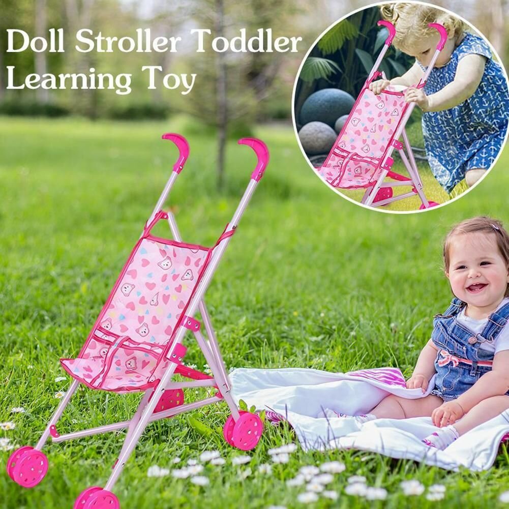 Игрушечная складываемая коляска-трость. Складная коляска для кукол. Подарок на день рождения