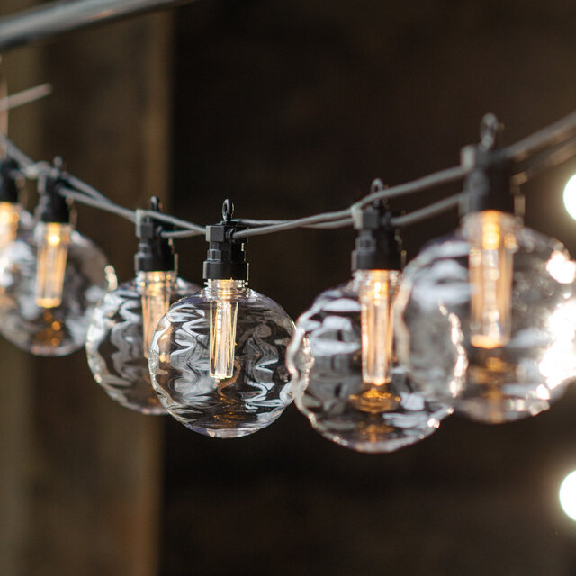 Гирлянда из лампочек Big Party Lights 5 м, 10 ламп, теплые белые LED, черный ПВХ, соединяемая, IP44, Winter Deco, ECO-010-W-BCWW-B