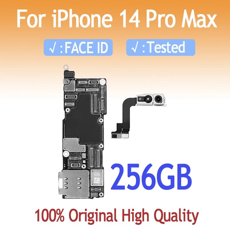 Оригинальная материнская плата 128 ГБ, 256 ГБ, 512 ГБ для iPhone 14 Pro Max с логической платой Face ID, материнская плата iOS, бесплатная iCloud, полные чипы 14ProMax 256G FaceID