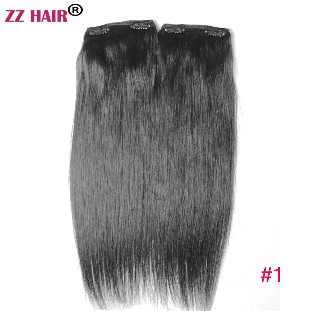 ZZHAIR 100% бразильские человеческие волосы Remy для наращивания 16-26 дюймов, комплект из 2 шт, 70 г, 80 г, на клипсах, две части, 2x10 см, натуральные прямые