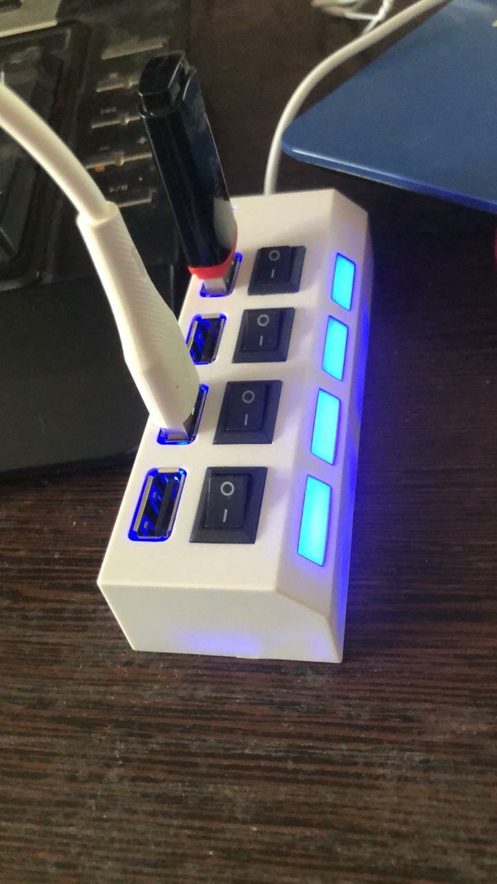 Разветвитель USB, FLARX, 4 разъёма. С Функцией передачи данных