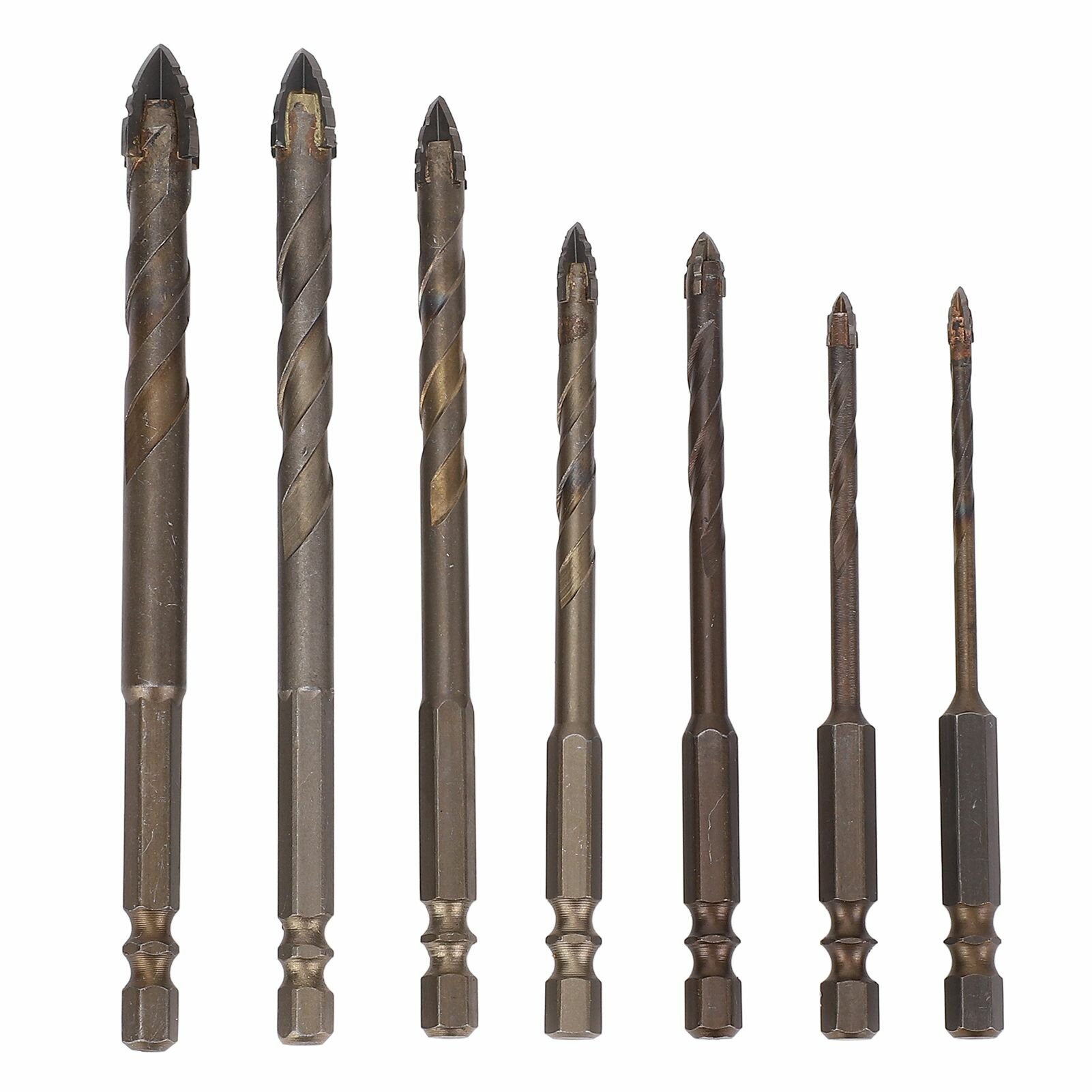Набор из 7 сверл по камню, шестигранный хвостовик, сверла по бетону для цемента, стекла, дерева, плитки, кирпича, размер 3-12 мм