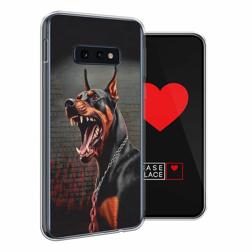 Чехол на Samsung Galaxy S10E / Самсунг Галакси S10E с принтом "Доберман с цепью" — фото 1