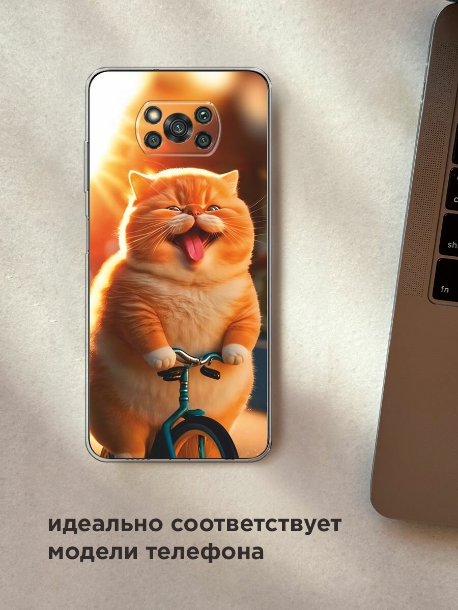 Чехол на Xiaomi Poco X3/X3 Pro / Поко X3/X3 Pro с принтом "Кот на велике" — фото 1