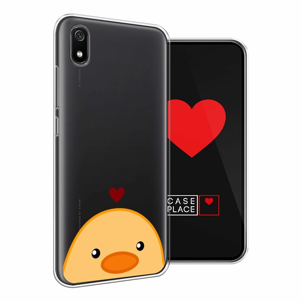 Чехол на Xiaomi Redmi 7A / Сяоми Редми 7А с принтом "Влюблённая уточка - 14 февраля", прозрачный — фото 1