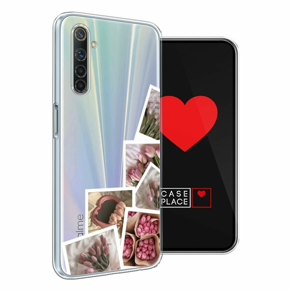 Чехол на Realme 6 / Реалми 6 с принтом "Весенние фото - 8 марта", прозрачный — фото 1