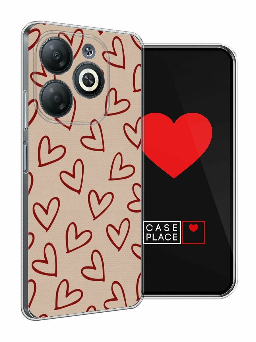 Чехол на Infinix Smart 8 Plus / Инфиникс Смарт 8 Плюс с принтом "Little hearts doodles 1 - 14 февраля" — фото 1
