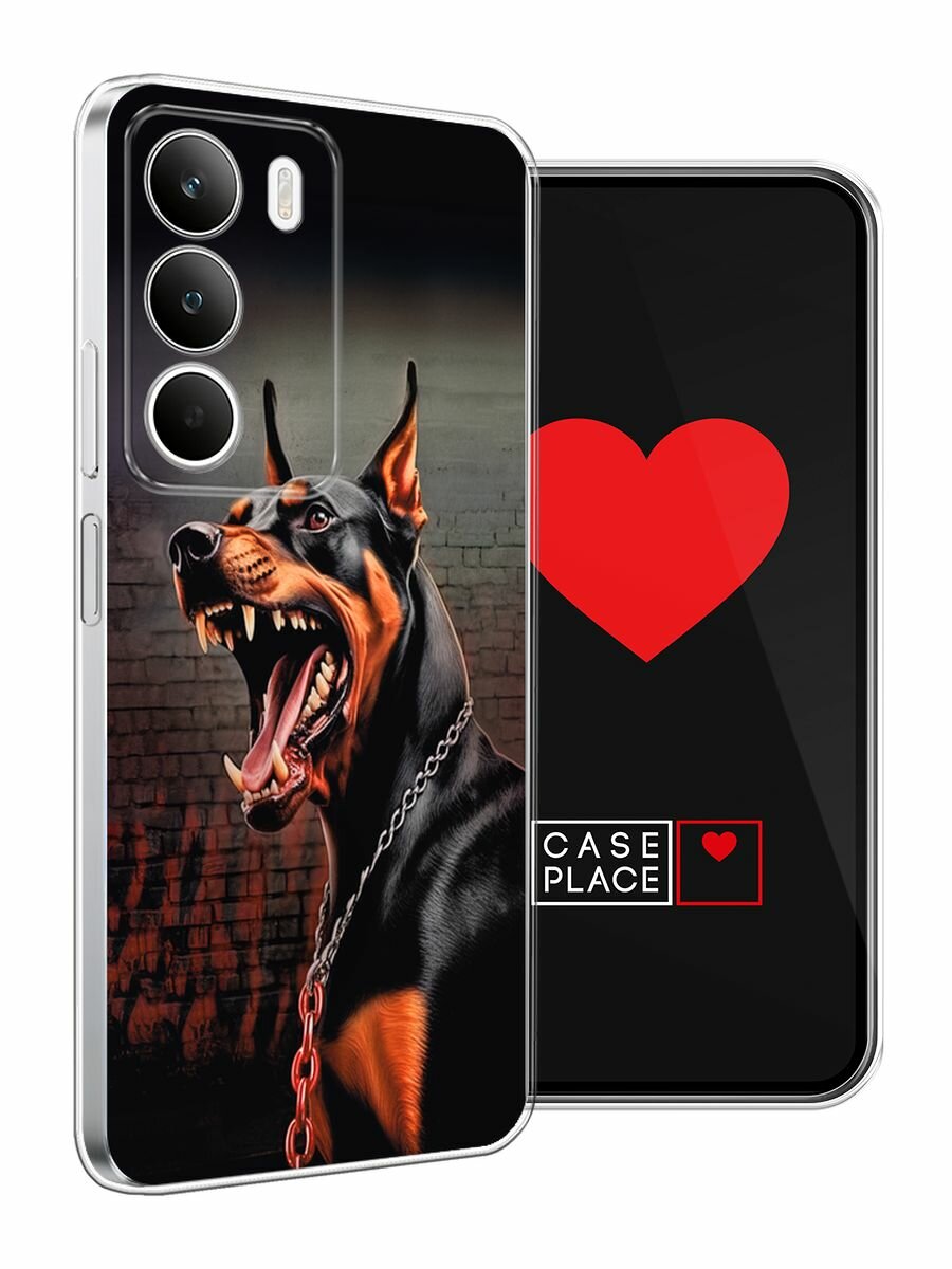 Чехол на Realme C71/P3 Lite 4G / Реалми С71/P3 Лайт 4G с принтом "Доберман с цепью" — фото 1