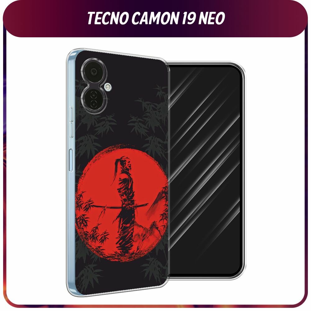 Чехол на Tecno Camon 19 Neo / Техно Камон 19 Нео с принтом "Самурай на красном фоне"