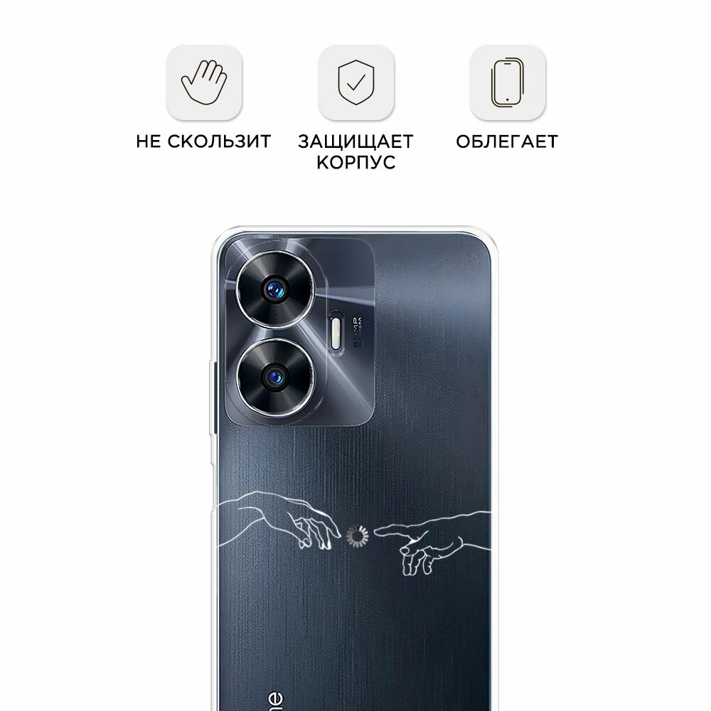 Чехол на Realme C55 / Реалми C55 с принтом "Загрузка творения", прозрачный — фото 1