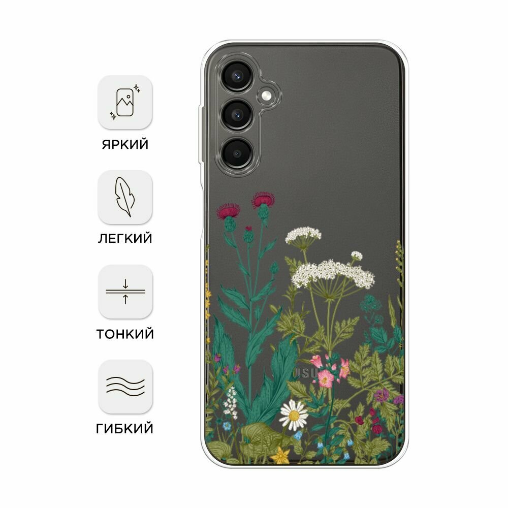 Чехол на Samsung Galaxy A24 / Самсунг Галакси A24 с принтом "Дикие полевые цветы", прозрачный — фото 1