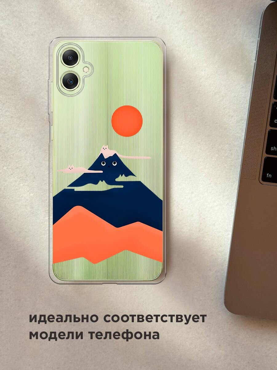 Чехол на Samsung Galaxy A06 / Самсунг Галакси А06 с принтом "Кот-гора", прозрачный — фото 1