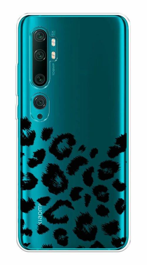 Чехол на Xiaomi Mi Note 10/Mi Note 10 Pro / Сяоми Ми Нот 10 с принтом "Окрас леопарда фон черный", прозрачный