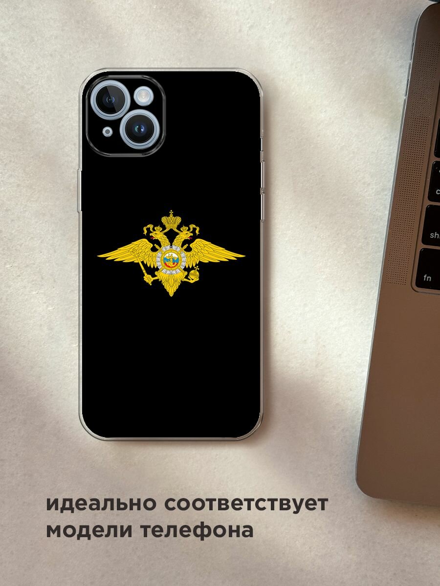 Силиконовый чехол на Apple iPhone 14 / Айфон 14 с принтом "МВД черный" — фото 1