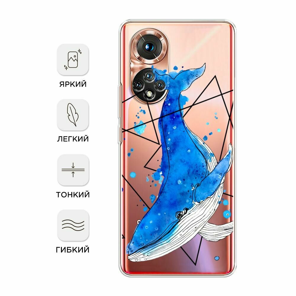 Чехол на Honor 50/Huawei Nova 9 / Хонор 50/Хуавей Нова 9 с принтом "Кит графика", прозрачный — фото 1