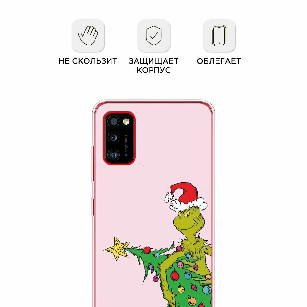 Чехол на Samsung Galaxy A41 / Самсунг Галакси А41 с принтом Гринч с ёлкой 1 — фото 1