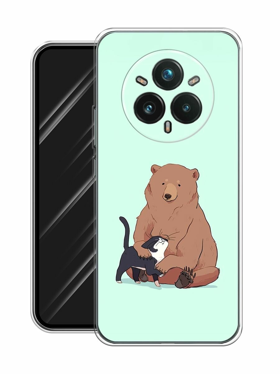 Чехол на Realme 14 Pro / Реалми 14 Про с принтом "Медведь и кошка дружба" — фото 1